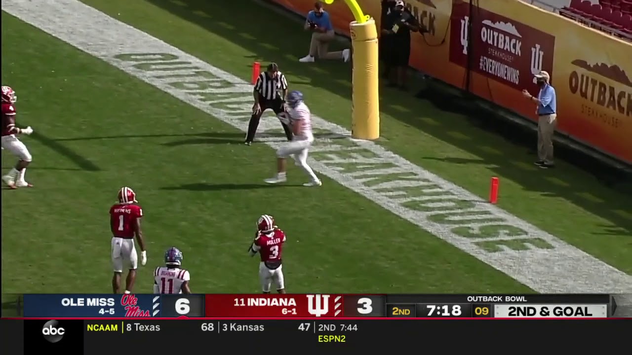 Reciever Goes Up For Touchdown Ole Miss Vs Indiana Outback Bowl ...