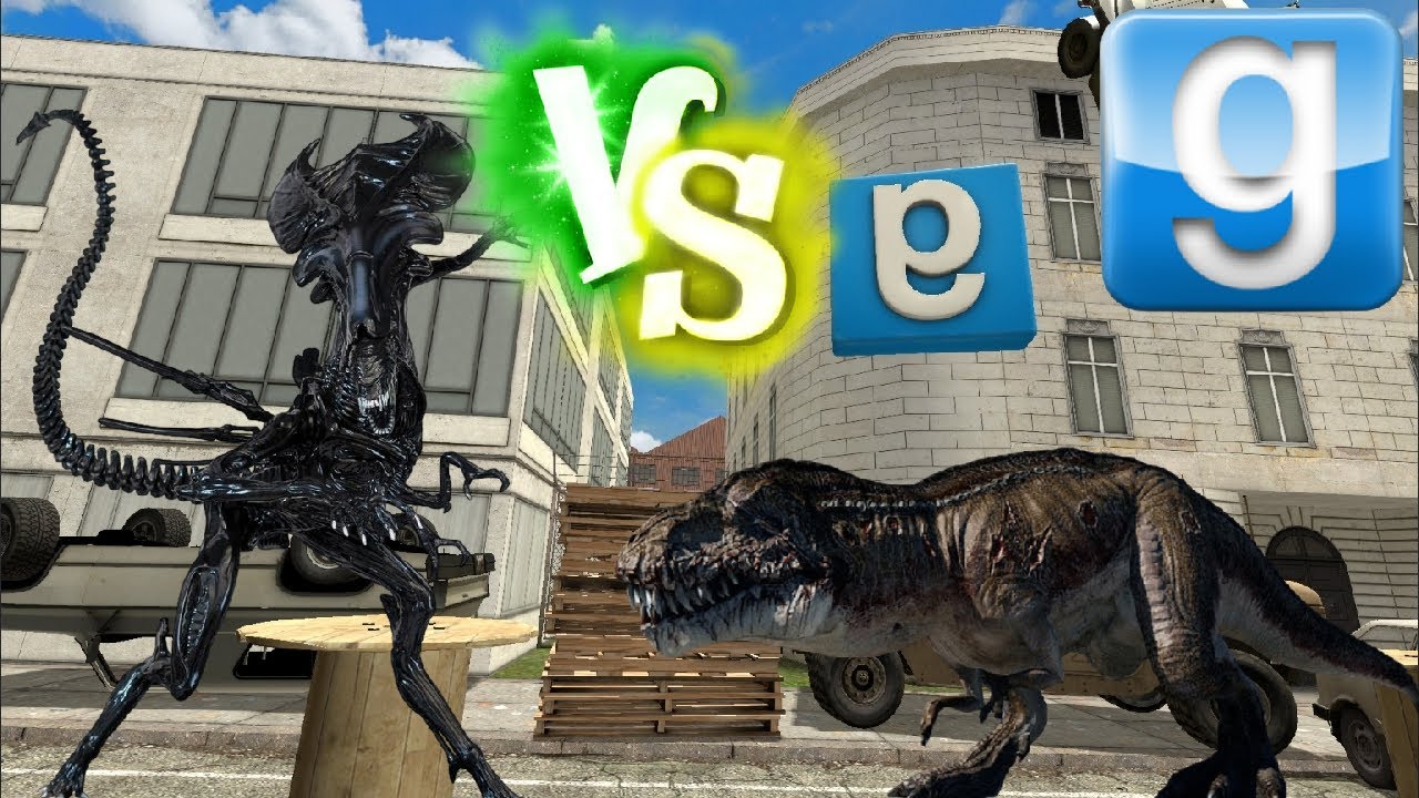 Aliens Xenomorph Queen VS Dinosaurs Nextbot Fight Garry's Mod - YouTube