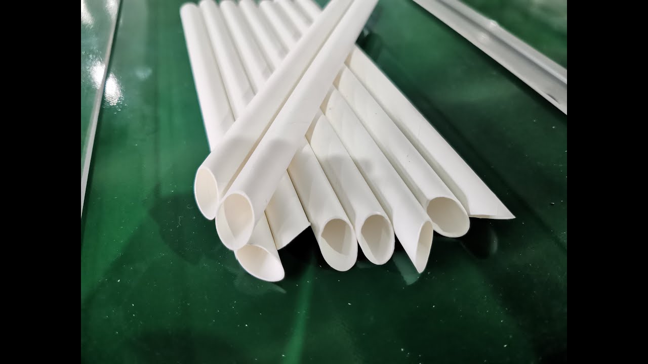 high speed 12mm straw bevel cutting machine - YouTube