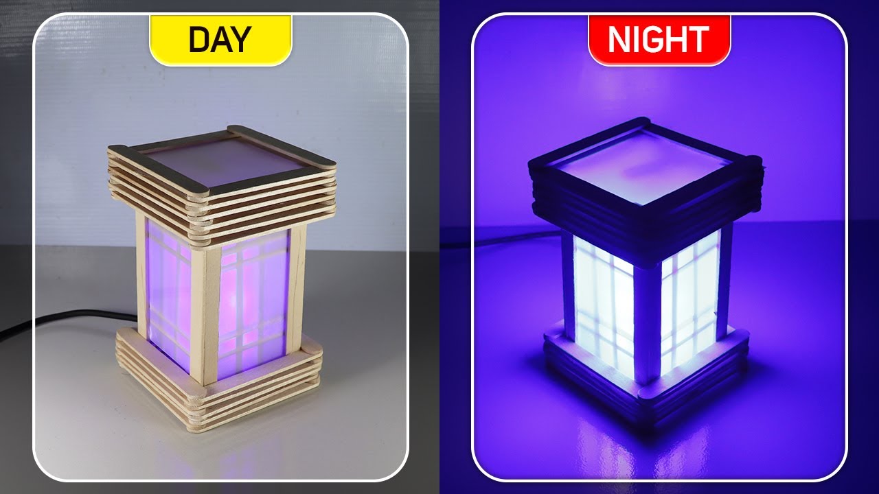 How To Make A Popsicle Stick Lamp | Easy Crafts Ideas At Home | DIY ...