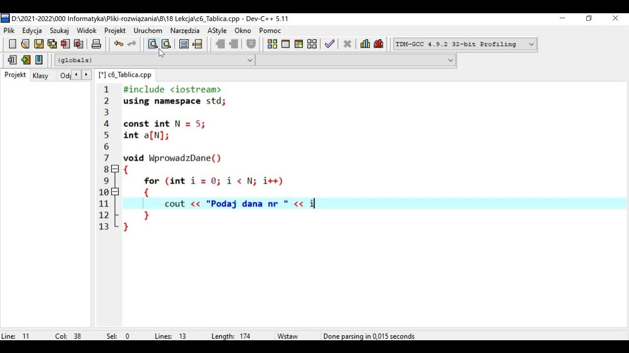 C++ cw6 Wprowadzamy dane do tablicy - YouTube