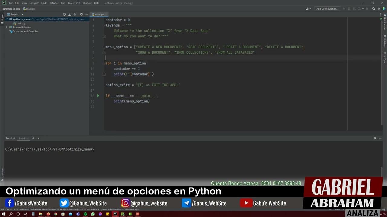 Optimizando un menú de opciones en Python - YouTube