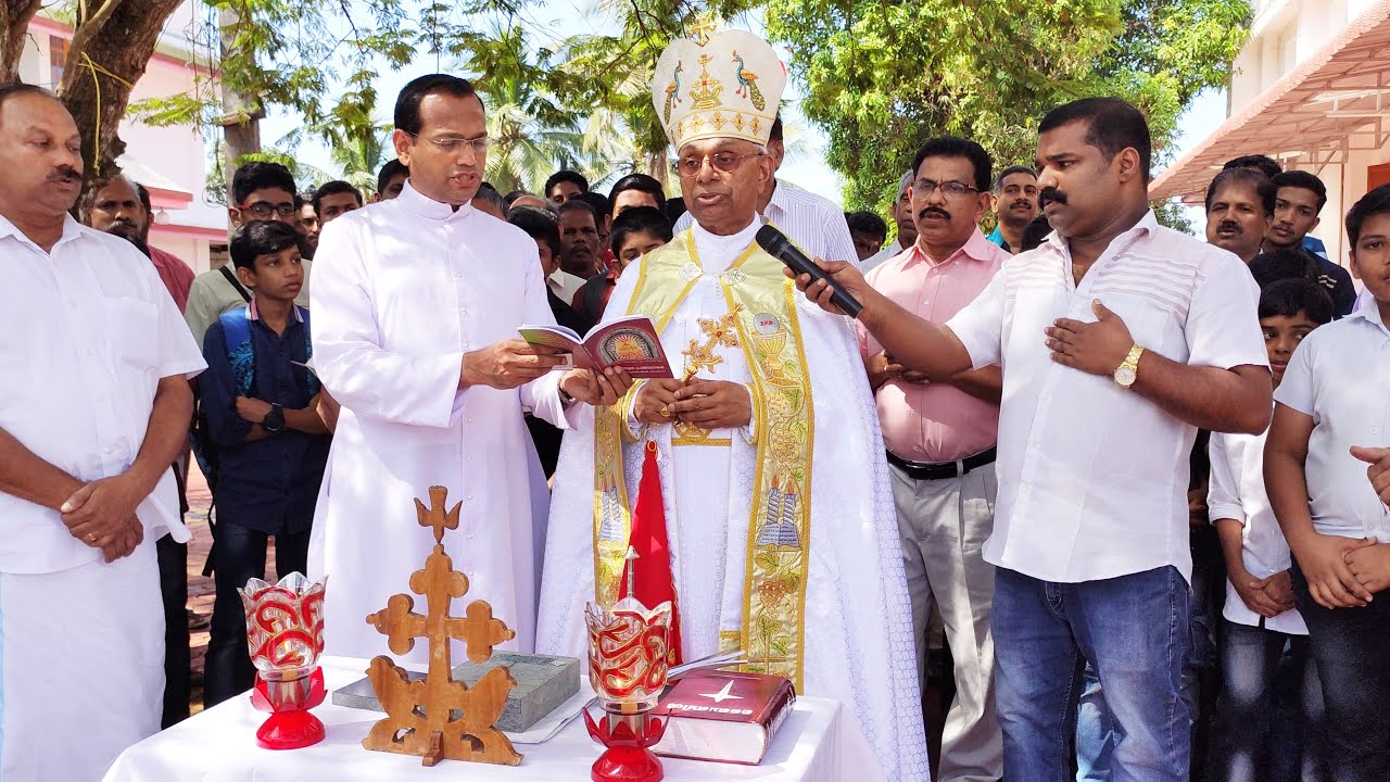 Grotto Foundation Stone blessed by Mar Jacob Angadiath - YouTube