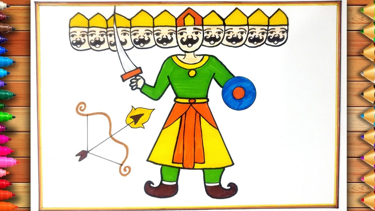 How to draw Ravan || Ravana Drawing || Dussehra Drawing || Ravan ...