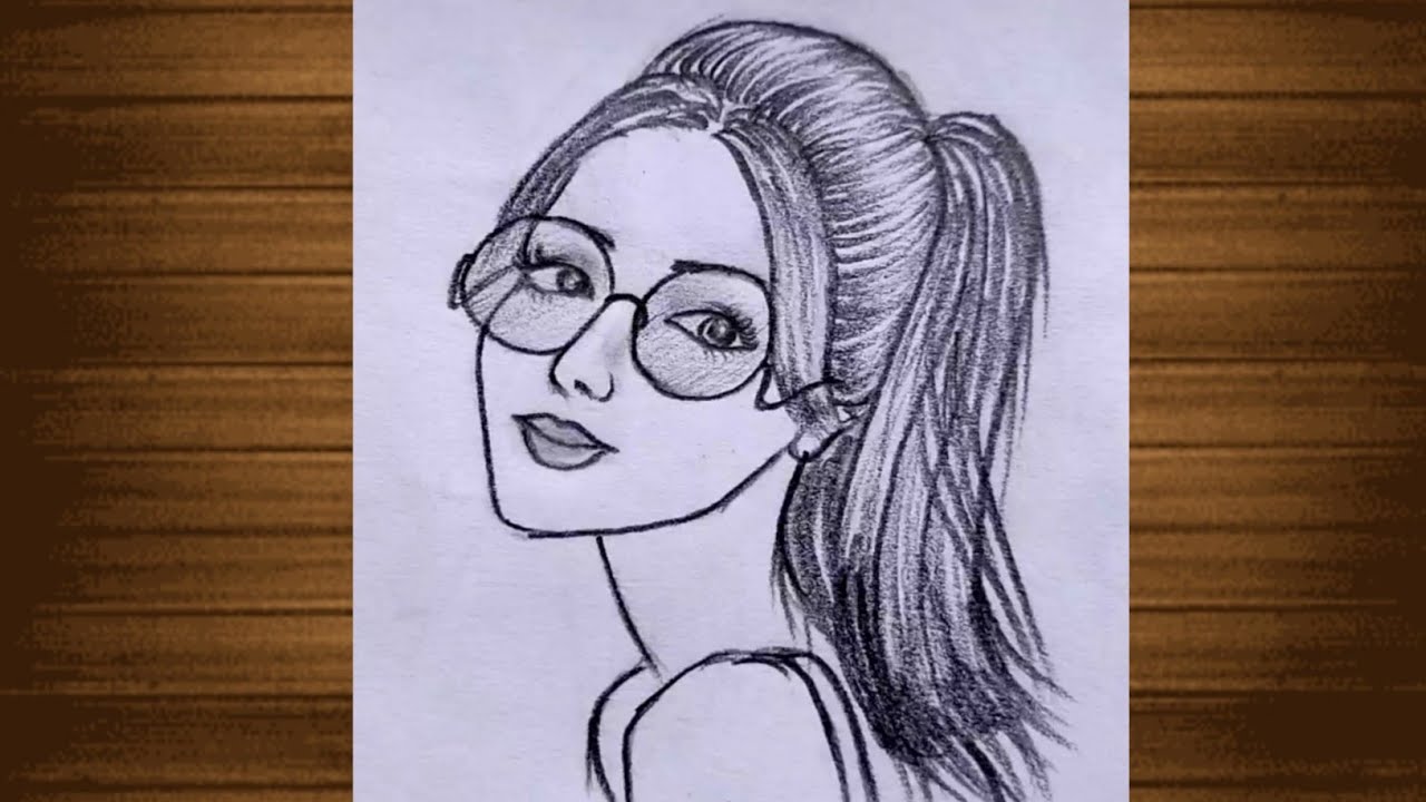 How to draw a girl with glasses step by step - pencil sketch - YouTube