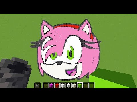 Amy Rose Pixel Art in Minecraft