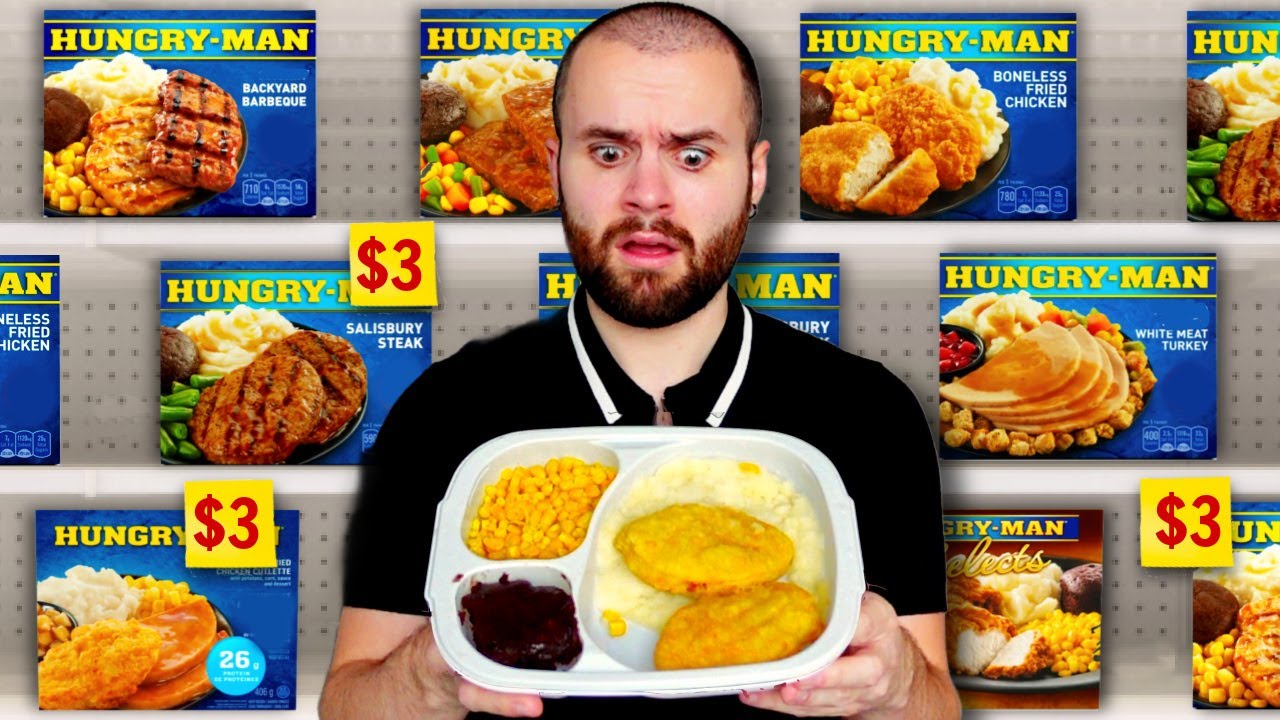 Eating Hungry-Man Frozen Meals For 24 HOURS - YouTube