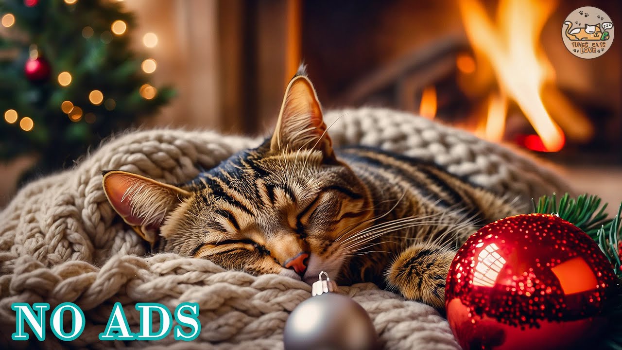 Christmas Piano Sleep Music for Cat🎄No More Stressed Cats with Soothing ...