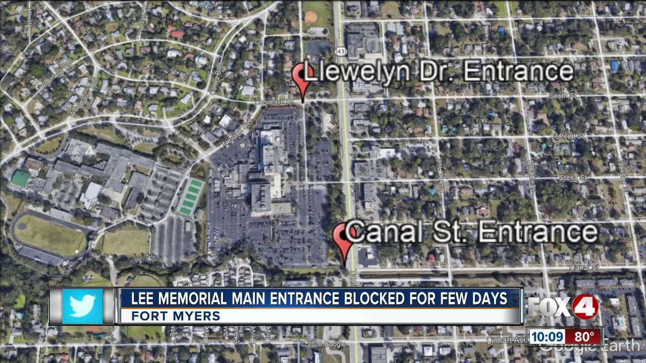 Entrance to Lee Memorial Hospital in Fort Myers blocked - YouTube