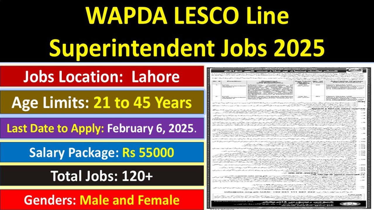 ⚡🔌 LESCO Line Superintendent Jobs 2025 in WAPDA | 💼 Job Description | 💰 ...