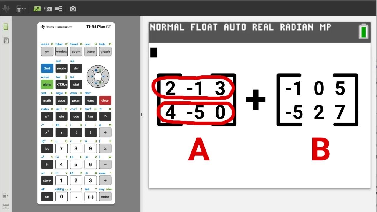 Adding and Subtracting Matrices on the TI 84 Plus CE - YouTube