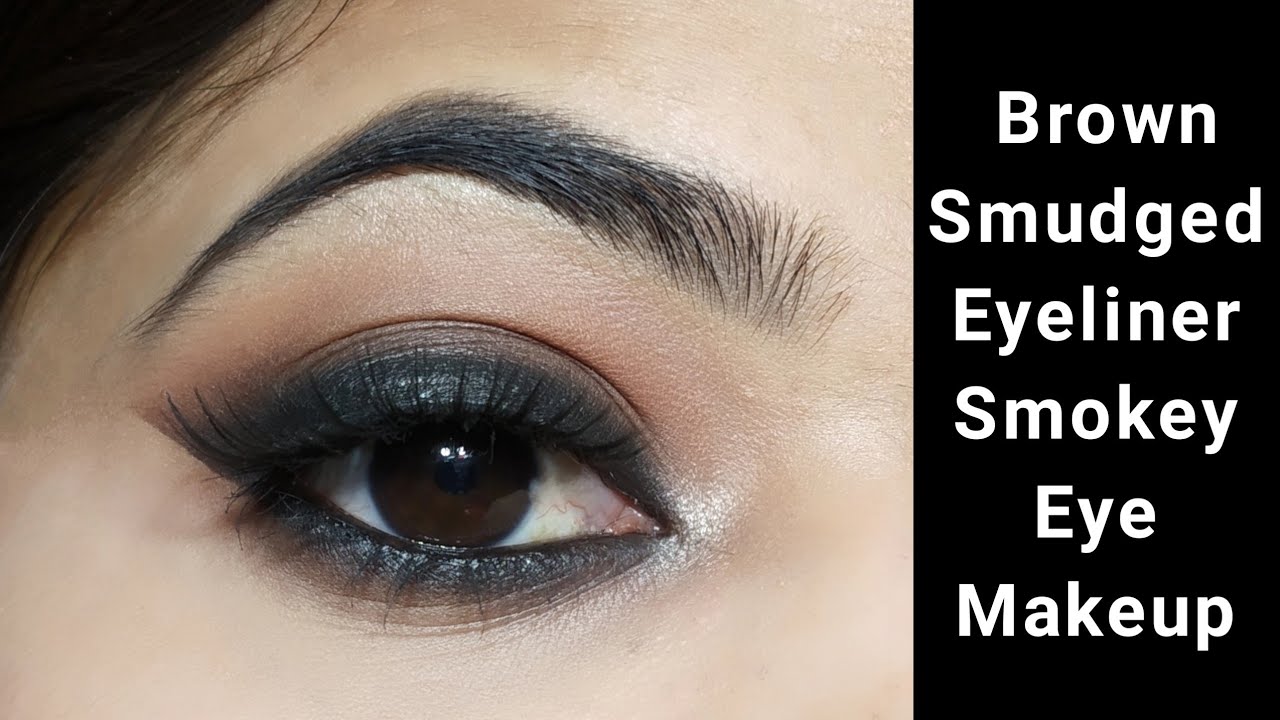 Brown smudge eyeliner Smokey eye look | Nisha tutorials - YouTube