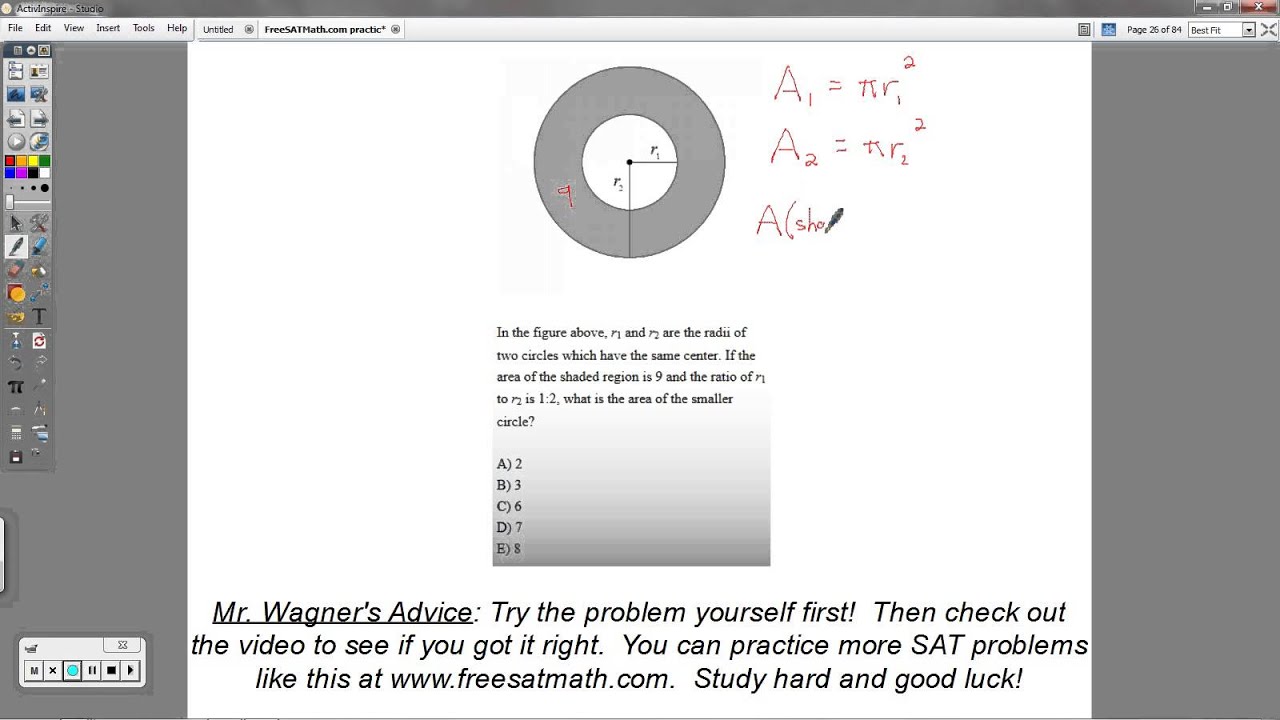 SAT Math - Question #26 (Areas of Circles) - YouTube