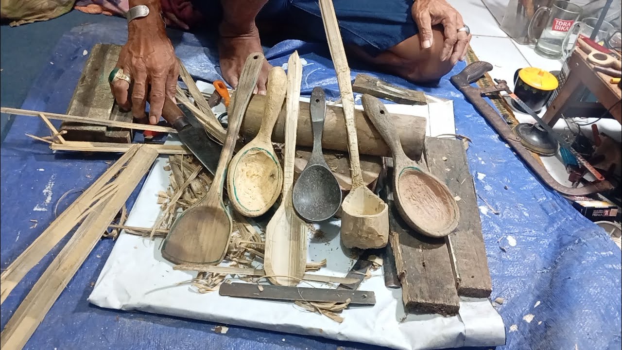 Spatula dan Centong dari bambu bekas bangunan - YouTube