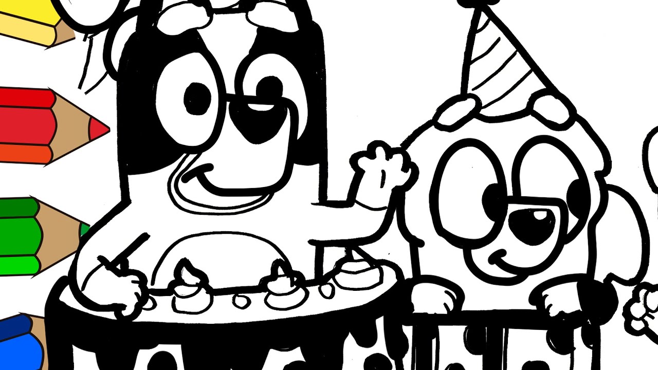 Drawing Bluey's Birthday Party Surprise and Bingo and Missy🥳How to Draw ...