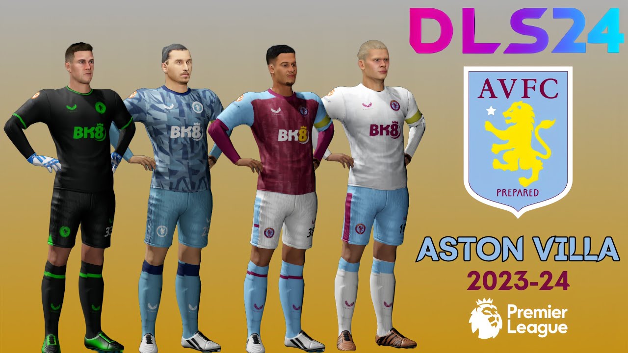 DLS 24 KITS ASTON VILLA 2023-24 | How to make Aston villa kits for ...