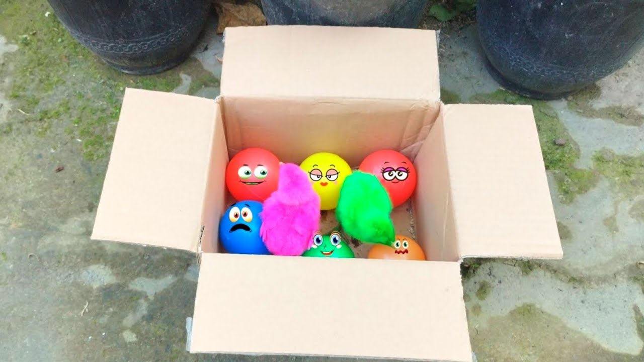 mencari bola warna warni ada warna merah , kuning, hijau, biru, orin ...