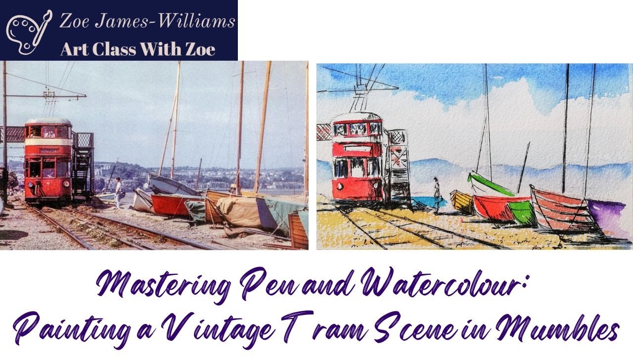 Mastering Pen and Watercolour: Painting a Vintage Tram Scene in Mumbles ...