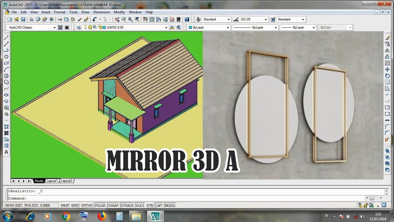 532 MIRROR 3D A AUTOCAD - YouTube