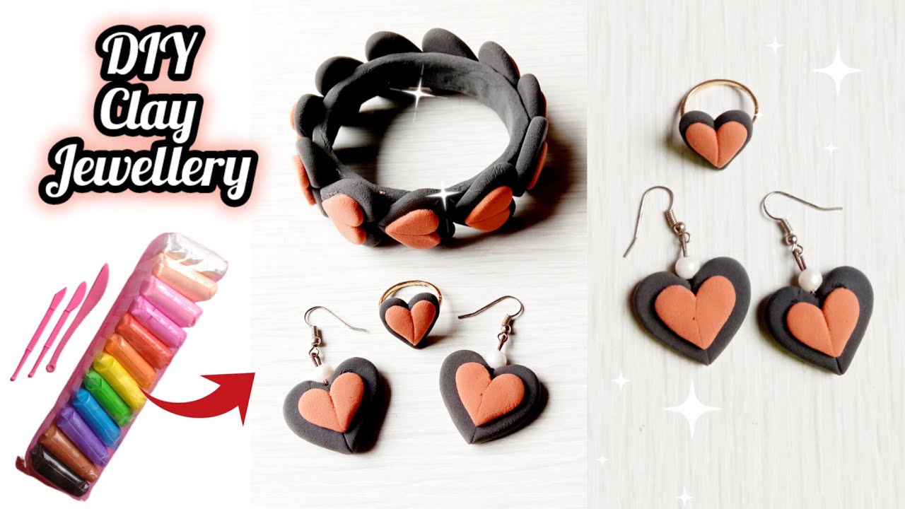 Clay Jewellery making at home || Beautiful Clay Jewellery Tutorial 🤎🖤 ...