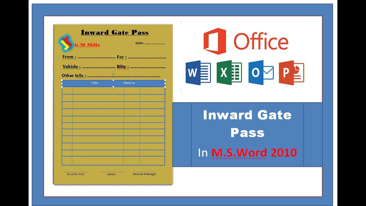 Factory Gate Pass Make in M.S Word 2010 Full Tutorial # 01 #Ar #Content ...