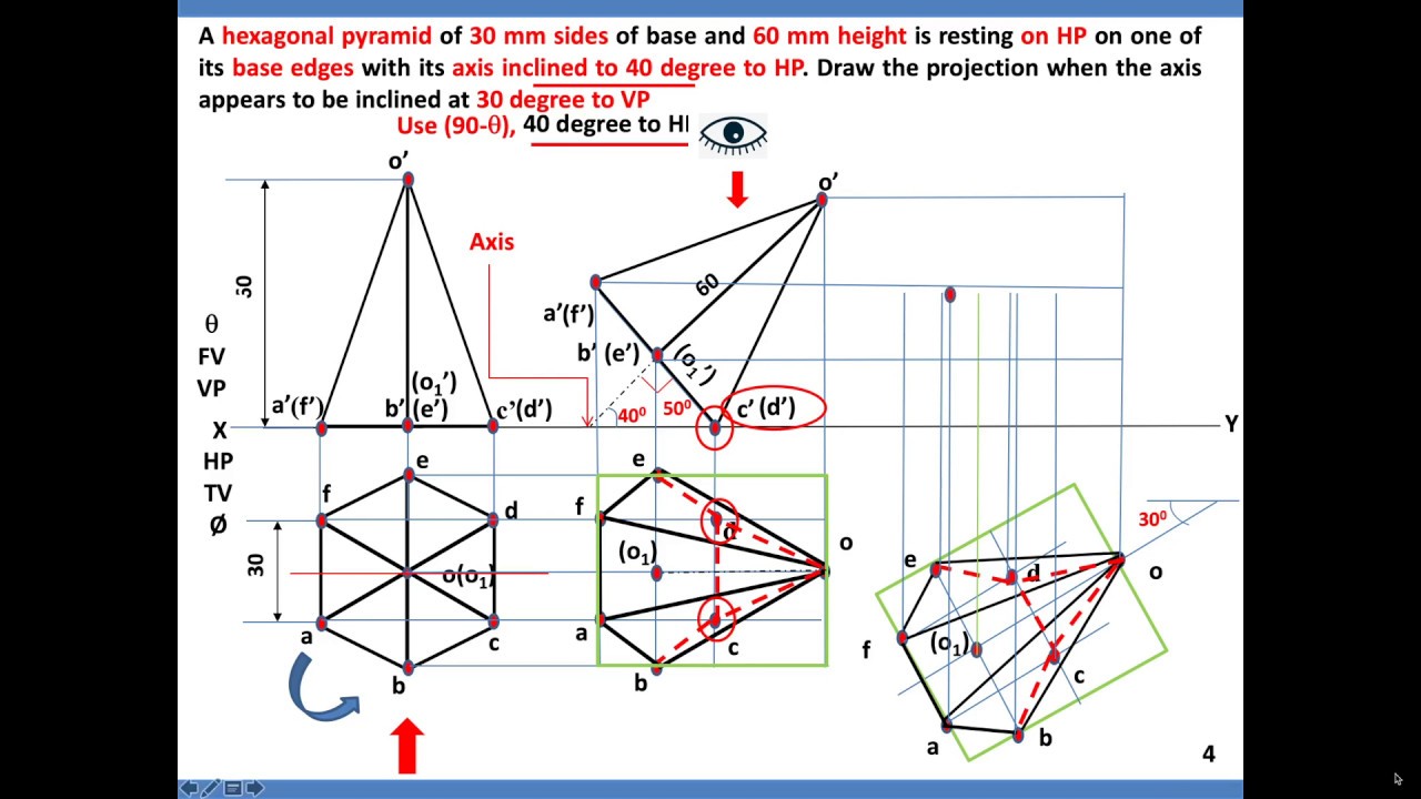 Projection of Pyramid on both HP & VP | Projection of Solid Problems ...