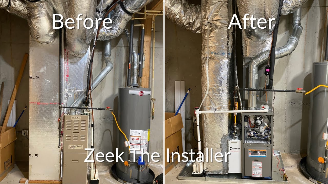 HVAC Install Lennox equipment in a basement, adding drain pan, 5” media ...