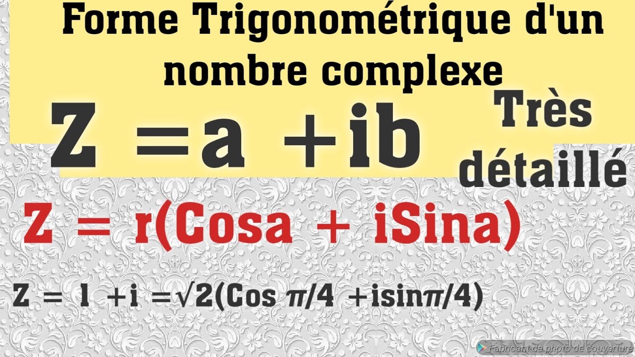 comment donner la forme trigonométrique d'un nombre complexe, maths gil - YouTube