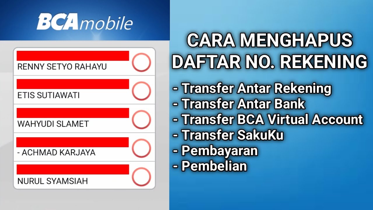 Cara Hapus Nomor Rekening Orang Lain di m-Banking BCA - YouTube
