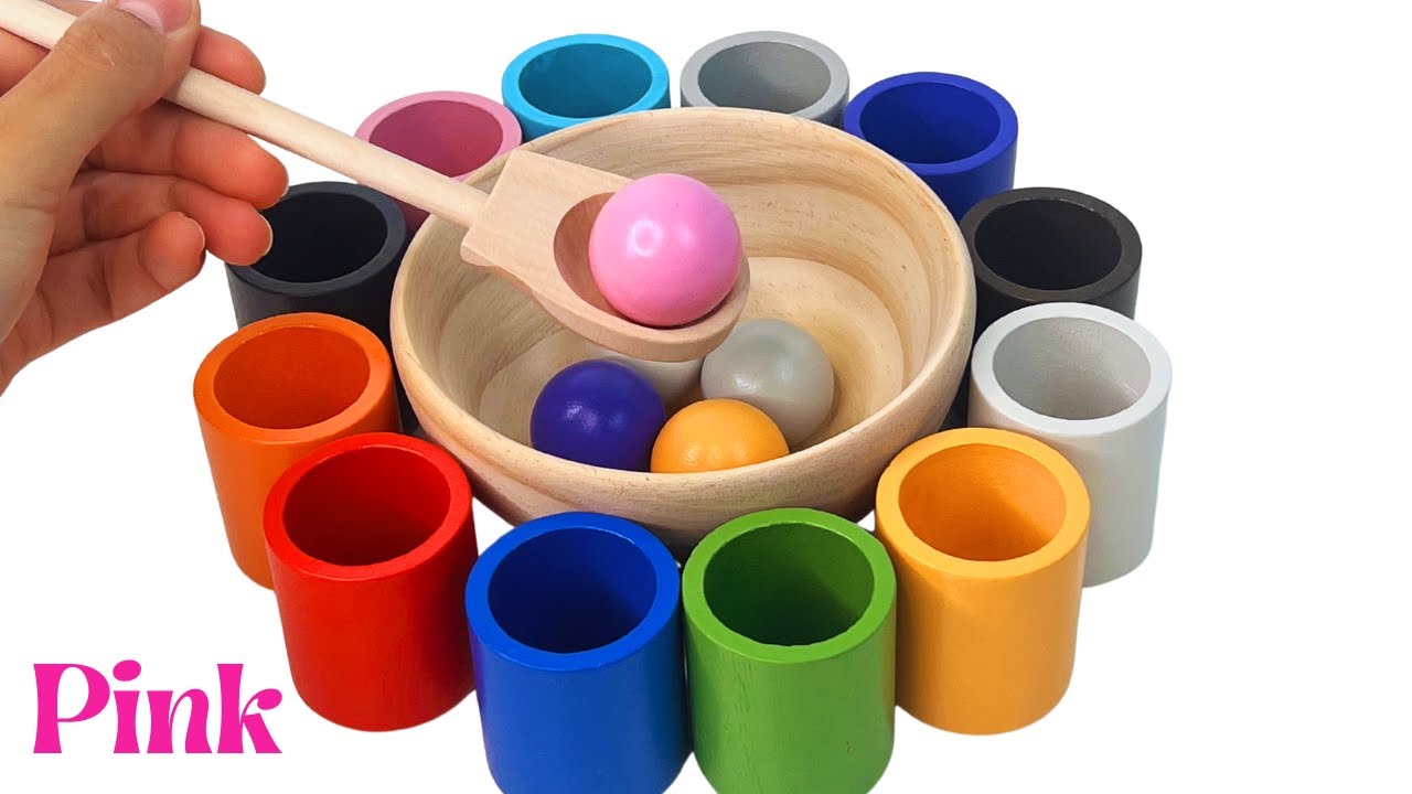 Rainbow Balls and Cups - Learn Colors, Numbers, and Spanish Words for ...