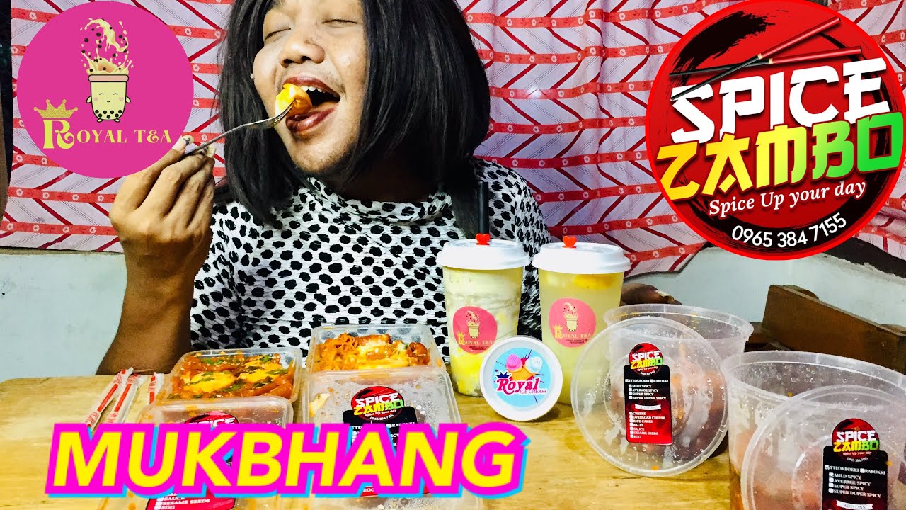 MUKBHANG | “tokbokki and Rabokki from Spice Zambo | milk tea and ...