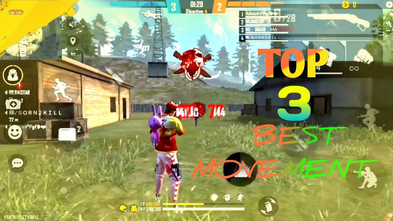 free fire highlight || top 3 best movement rouk FF style || free fire ...