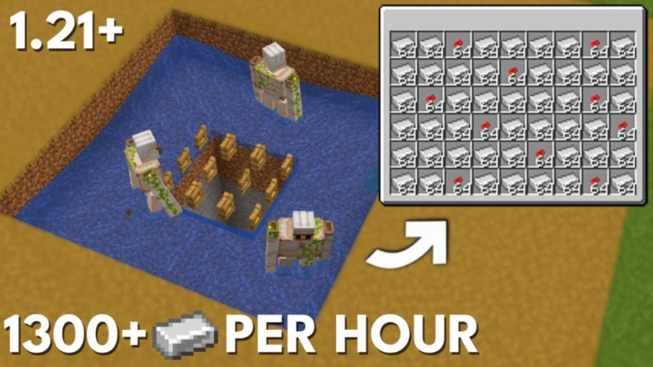 Minecraft 1.21 Easy IRON Farm Tutorial | 1300+ Iron Per Hour - YouTube