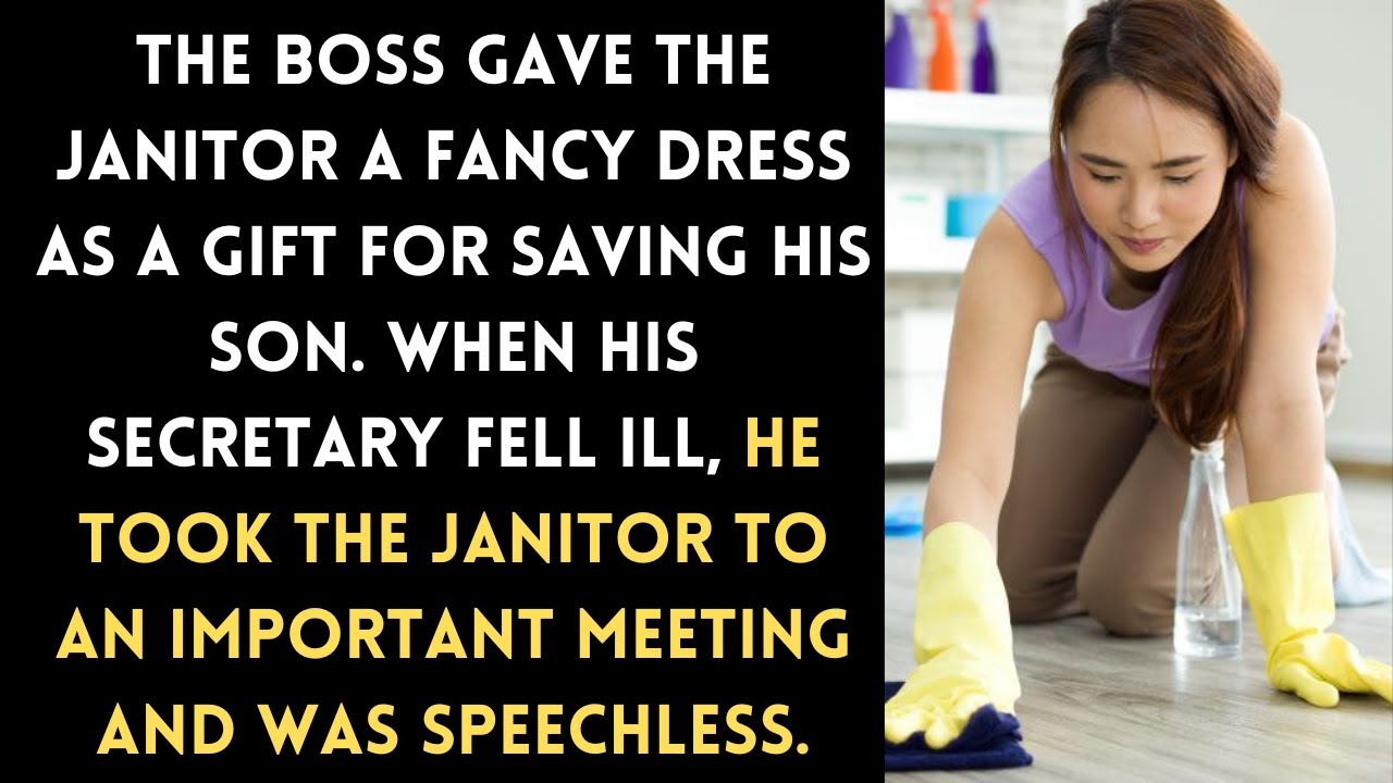 Boss surprised janitor with a dress for rescuing his son, then stunned ...