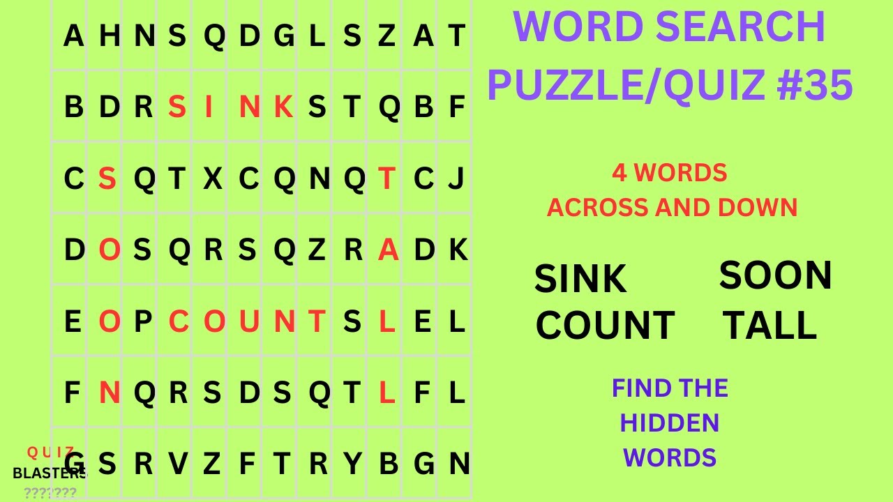 Quiz blasters/Word Search Puzzle/Quiz#35/Find The Hidden Words/Word ...