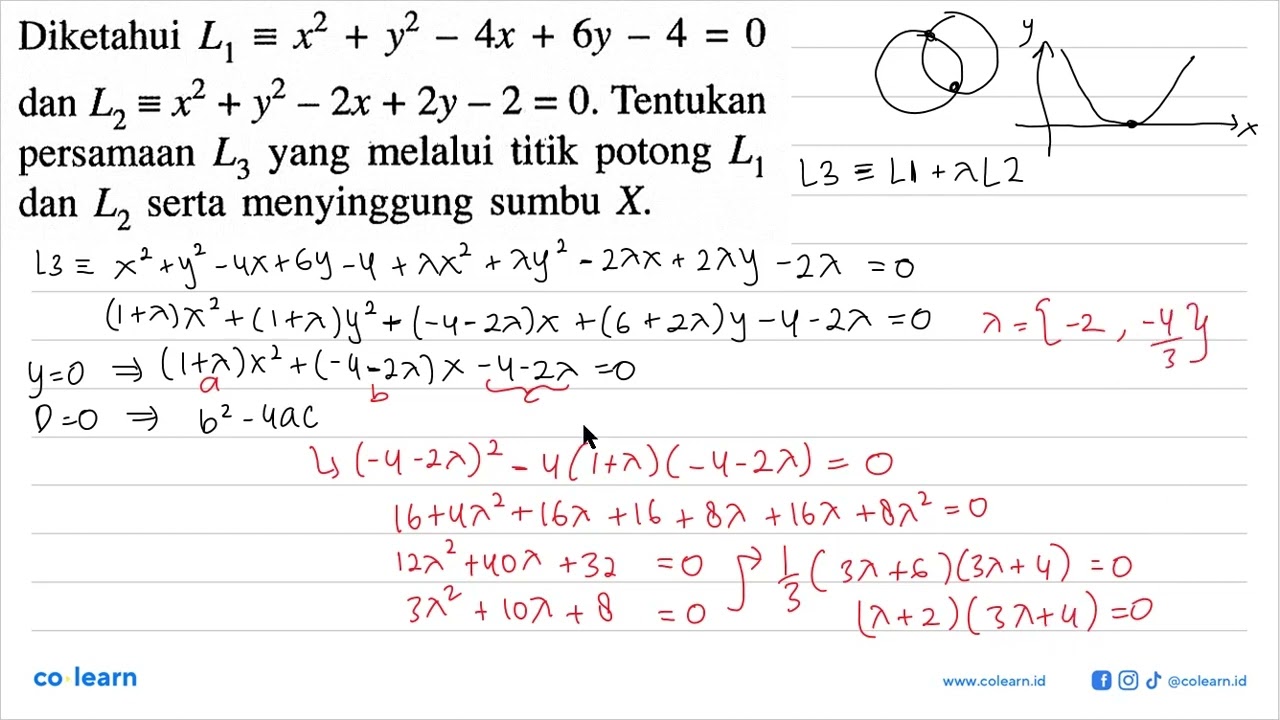 Diketahui L1 x 2 y 2 4x 6y 4 0 Dan L2 x 2 y 2 2x 2y 2 0 Tentukan Diketahui L1 x 2 y 2 4x 6y 4 0 Dan L2 x 2 y 2 2x 2y 2 0 Tentukan