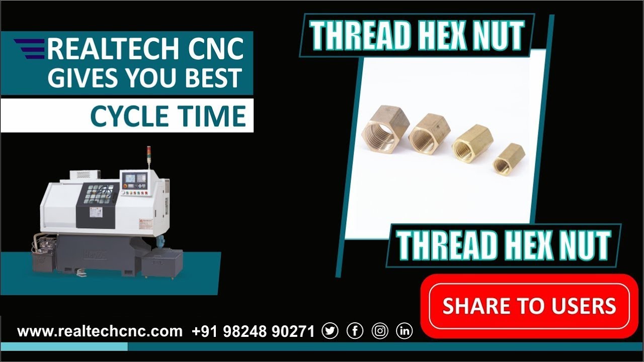 Brass Part Hex Nut RealTech CNC Machine VD-093 - YouTube
