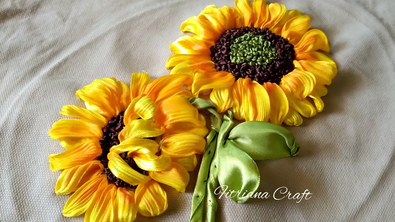 Tutorial Sulam Pita Bunga Matahari Melengkung dg pita berkerut part 2 ...