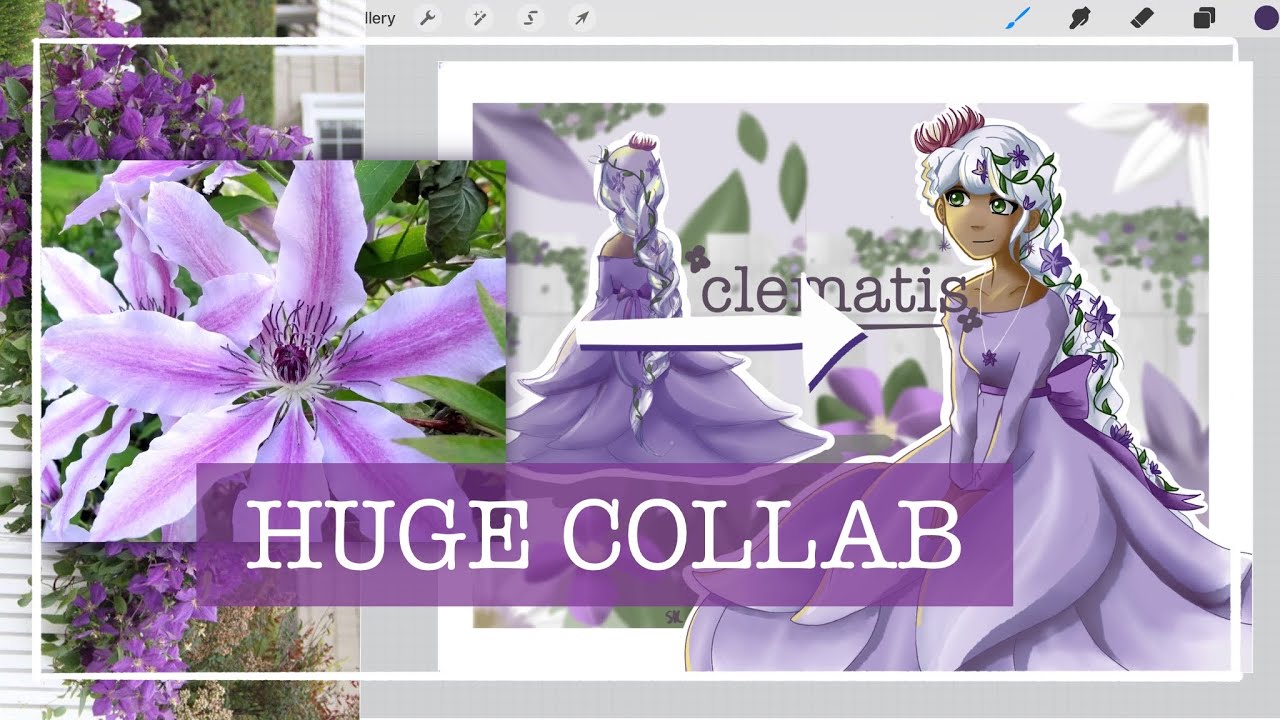Drawing a Clematis Flower as a Human!! #flowerbigartcollab 💐 | Speedpaint with Procreate - YouTube
