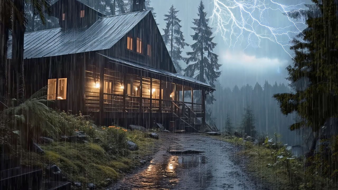 Rain on Cabin and Thunderstorm Sounds for Sleeping, Relax, Study ...