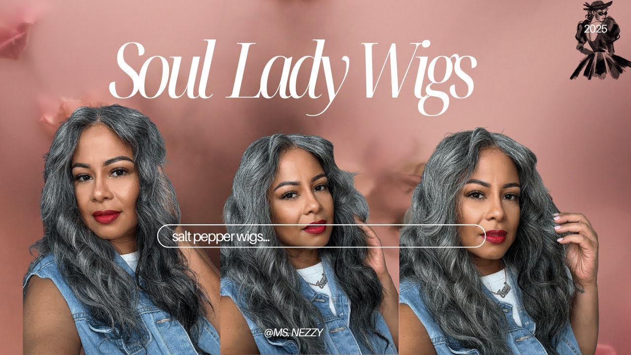 First time trying a 20 inches long salt pepper human hair wig x Ms. Nezzy #soulladywigs - YouTube