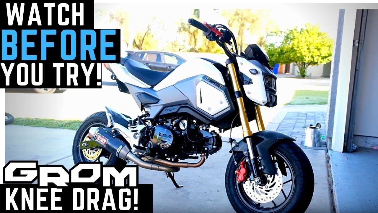 Watch BEFORE You Try! Honda Grom Knee Drag: Learning, Attempts, Crash ...