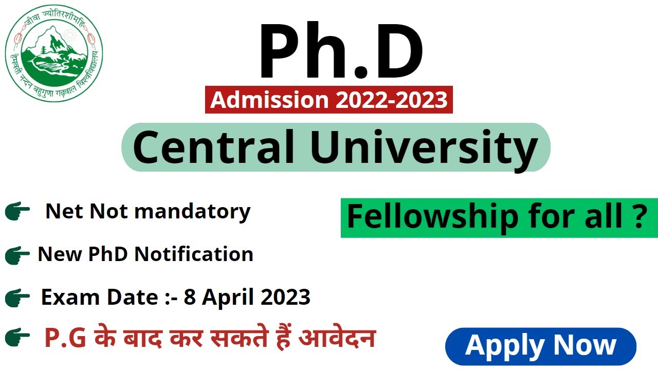 Central University PhD new application form 2023 | PhD admission 2023 | hnbgu PhD ...