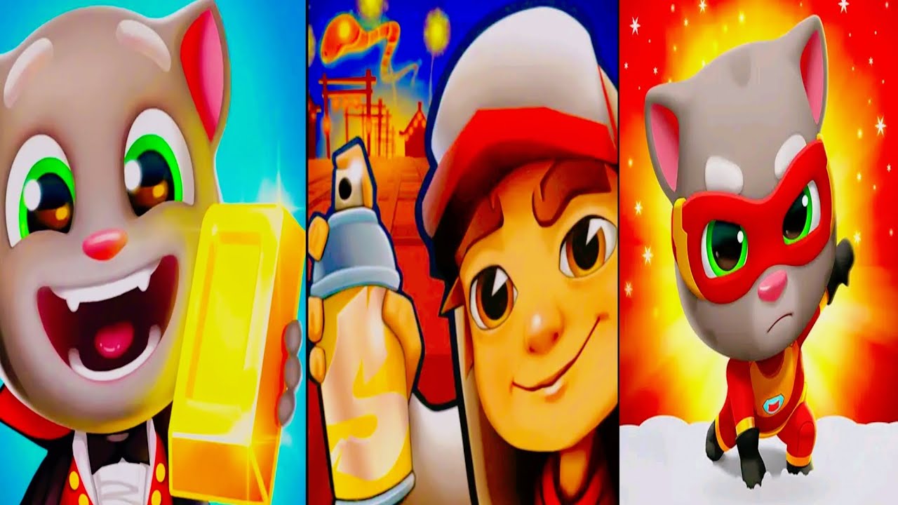 subway surfers 4 : subway surf 🆚 talking tom hero dash 🆚 talking tom ...