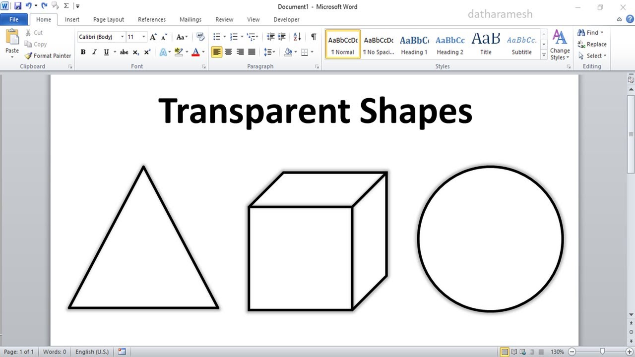 How to Create Transparent Shapes In MS Word - YouTube