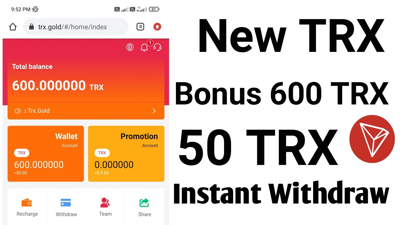 trx.gold | New Tron Mining | Trx Earning Site 2021 | Signup Bonus 600 ...