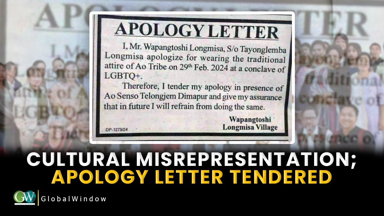 CULTURAL MISREPRESENTATION ; APOLOGY LETTER TENDERED - YouTube