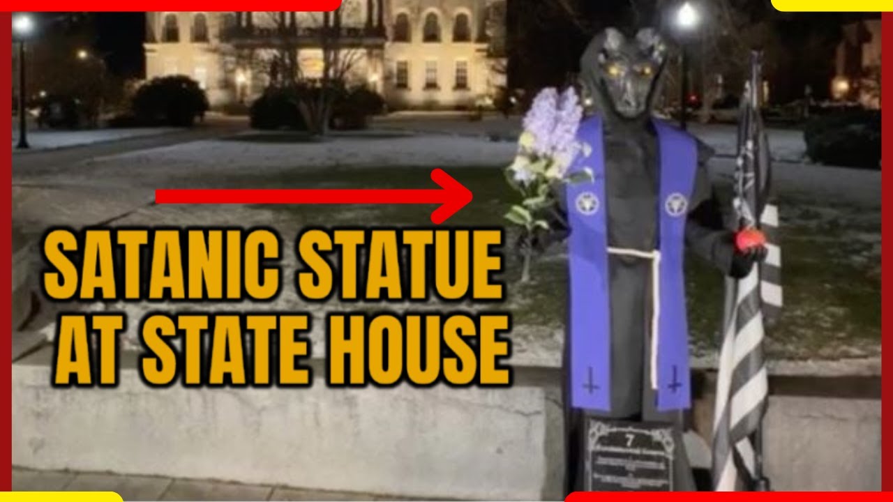 DEMONIC Statue Stationed AT NH STATE HOUSE Destroyed - YouTube