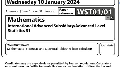 Statistics S1 January 2024 IAL WST01/01 | Pearson Edexcel Full Exam Solutions | Math Web - YouTube