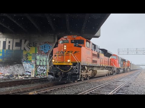 BNSF ACE #8489 Leading a coal train Passing By The Whittier Diamond Railroad Crossing. - YouTube